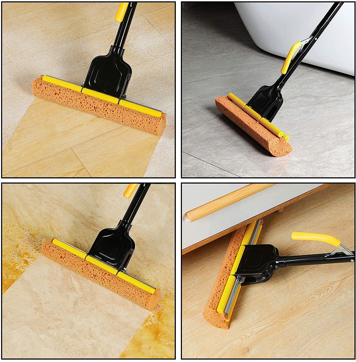 Buy Yocada Sponge Mop Home Commercial Use Tile with Total 2 Sponge Head Floor Bathroom Garage ...