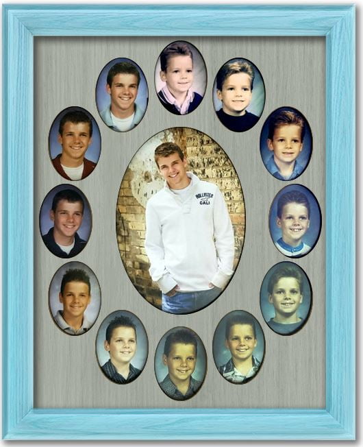 School Years Picture Frame - Oval Collage - Holds 2x3 Wallet Photos - K ...