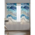 Abstract Blue Sheer Curtains 72 Inch Long 1 Panel Gradient Beach Ocean ...
