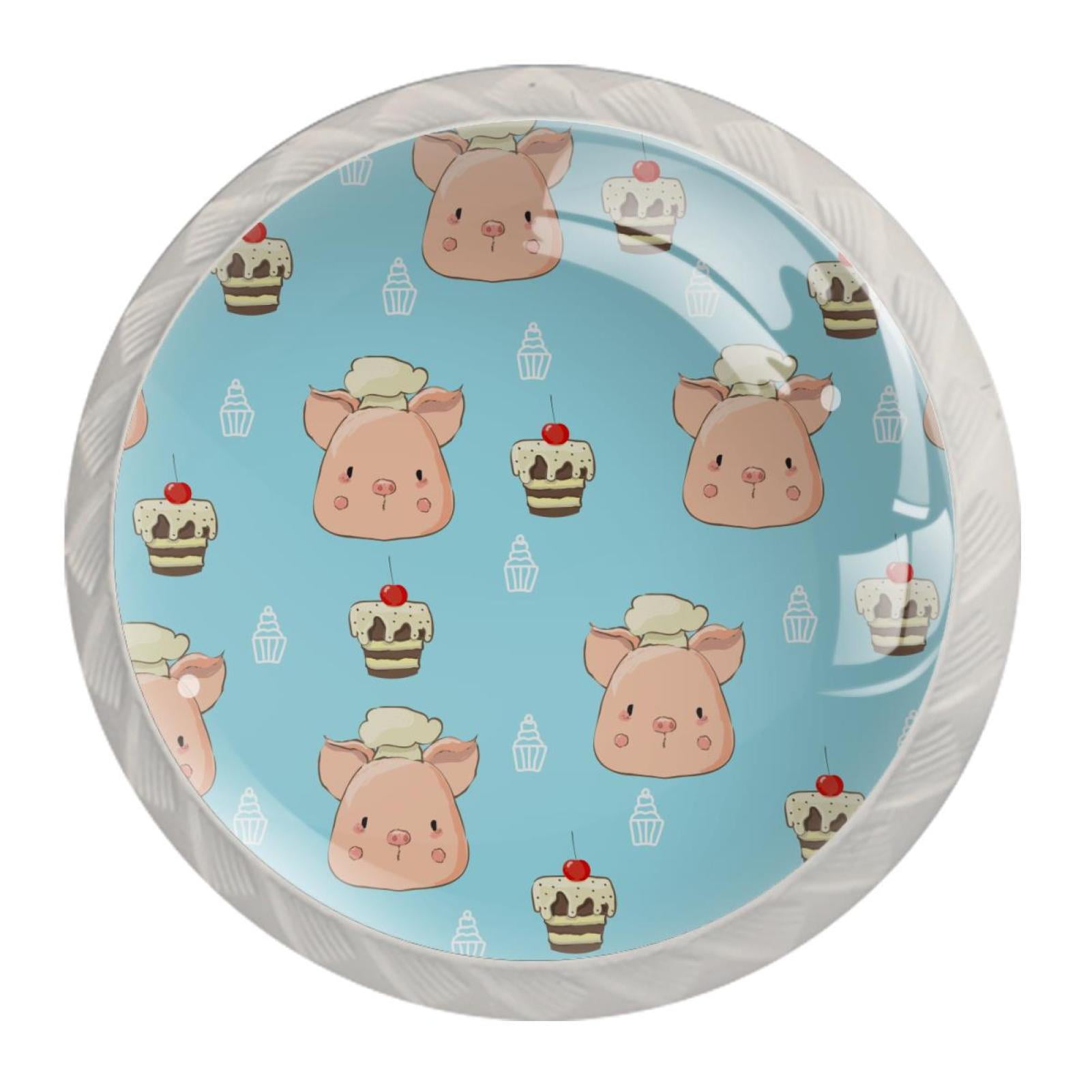 4 Pcs Cute Pig Cake Knobs for Kitchen Cabinet Cupboard Dresser Bookcase ...