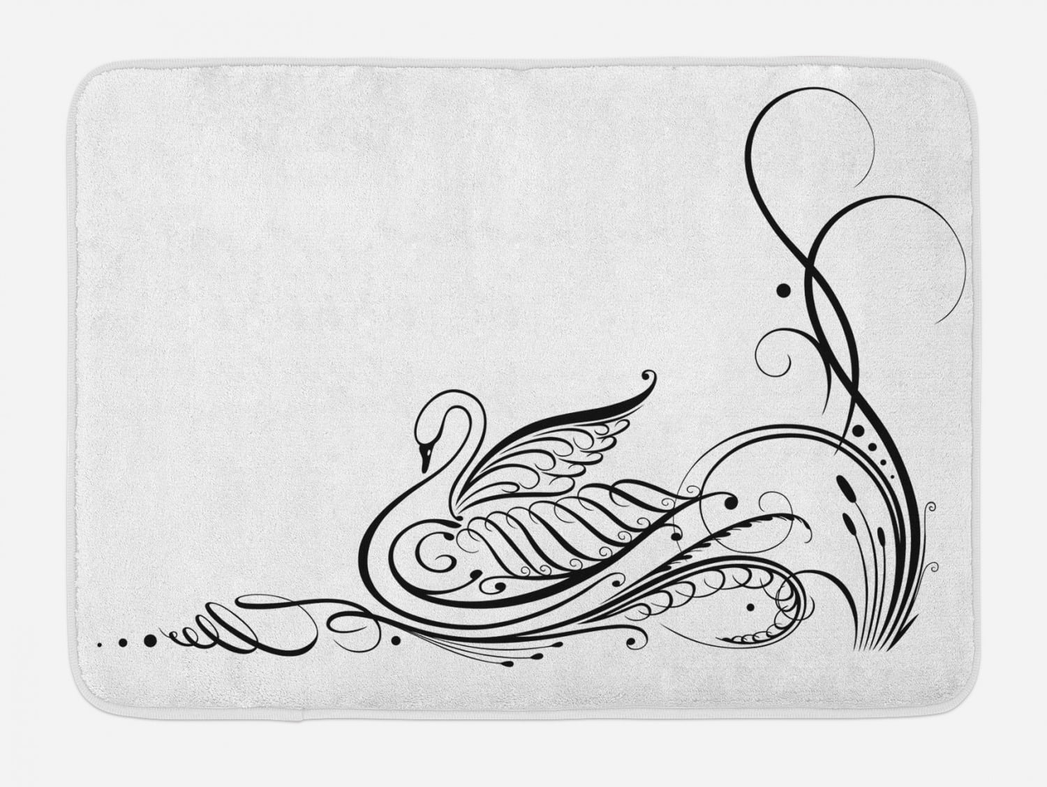 Swan Bath Mat, Exquisite Black Swan River Calligraphy Style Artsy ...