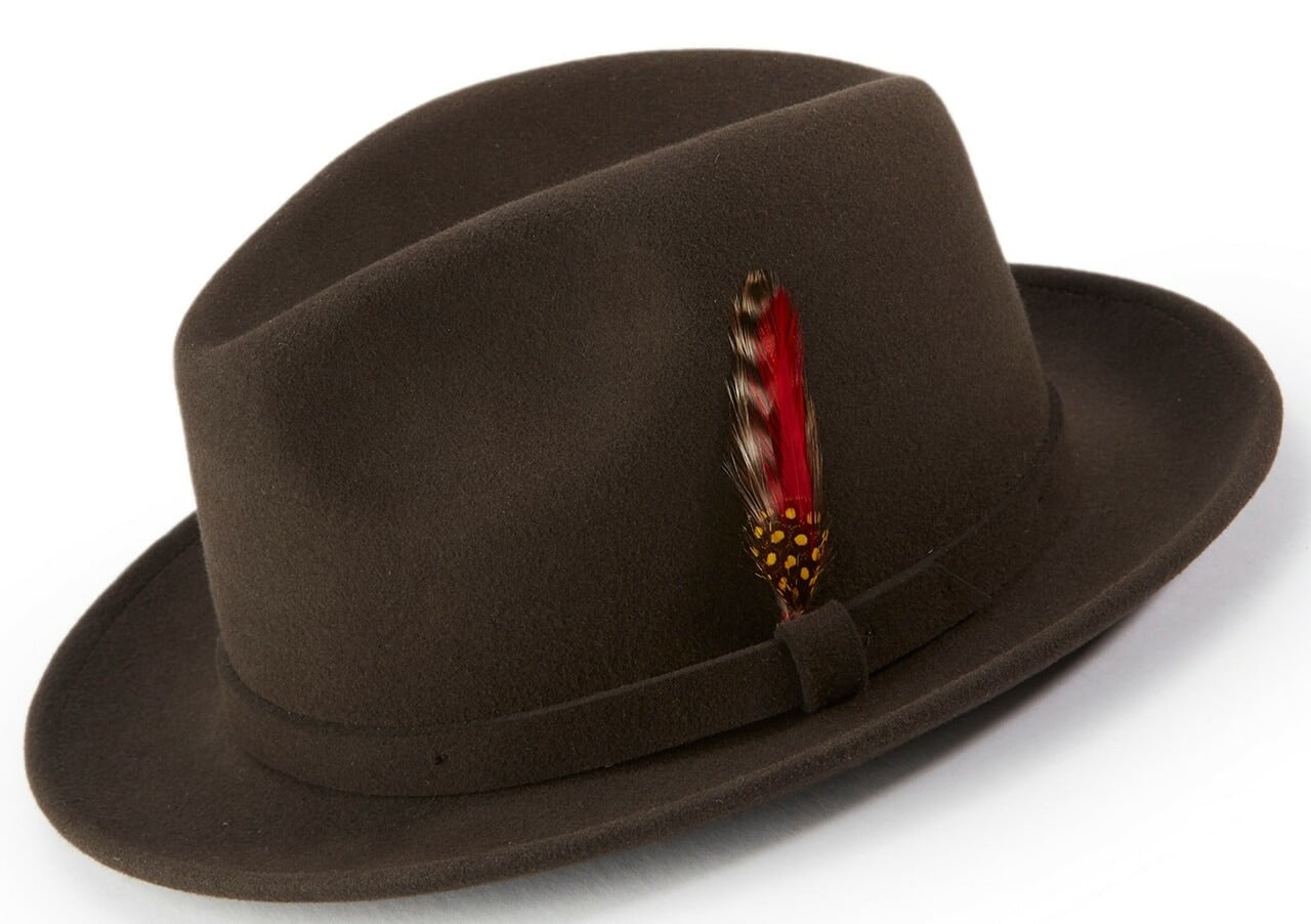 Montique Brown Color 2 1/4 Inch Brim Wool Felt Dent Hat H-62 - Walmart.com