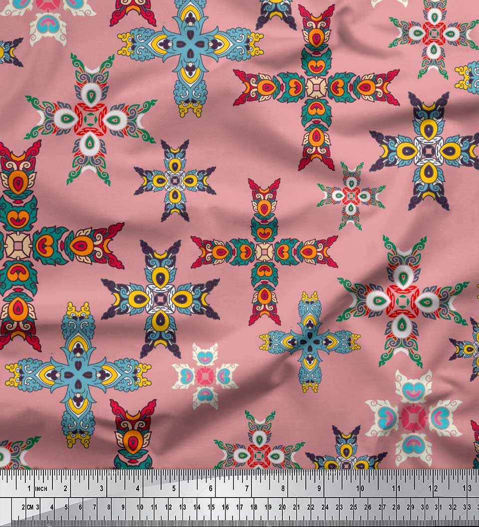 Soimoi Velvet Fabric Tiles Moroccan Print Fabric by The Yard 58 Inch ...