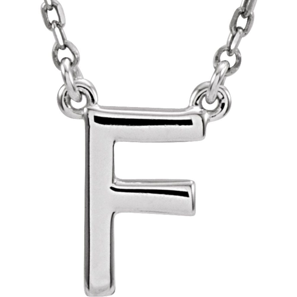 Precious Stars Unisex Sterling Silver Block Font F Initial Necklace ...