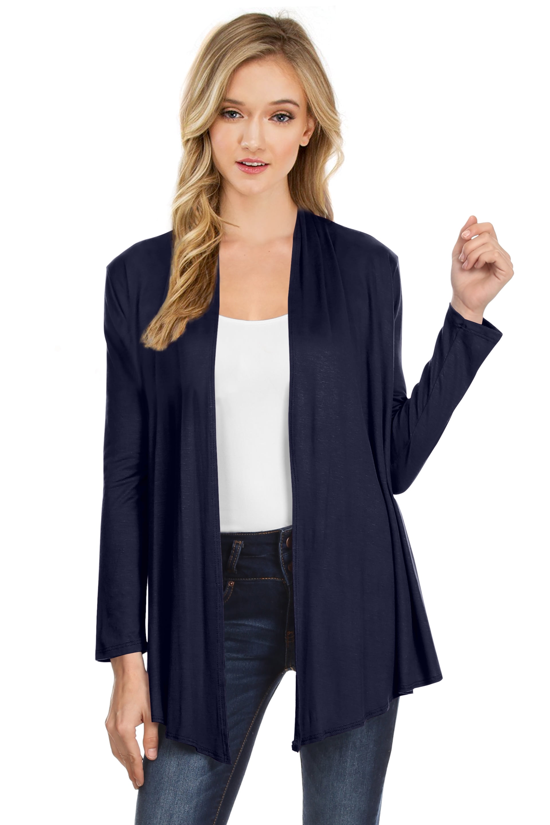 NYL Womens Long Sleeve Open Front Drape Cardigan - Made In USA, Small ...