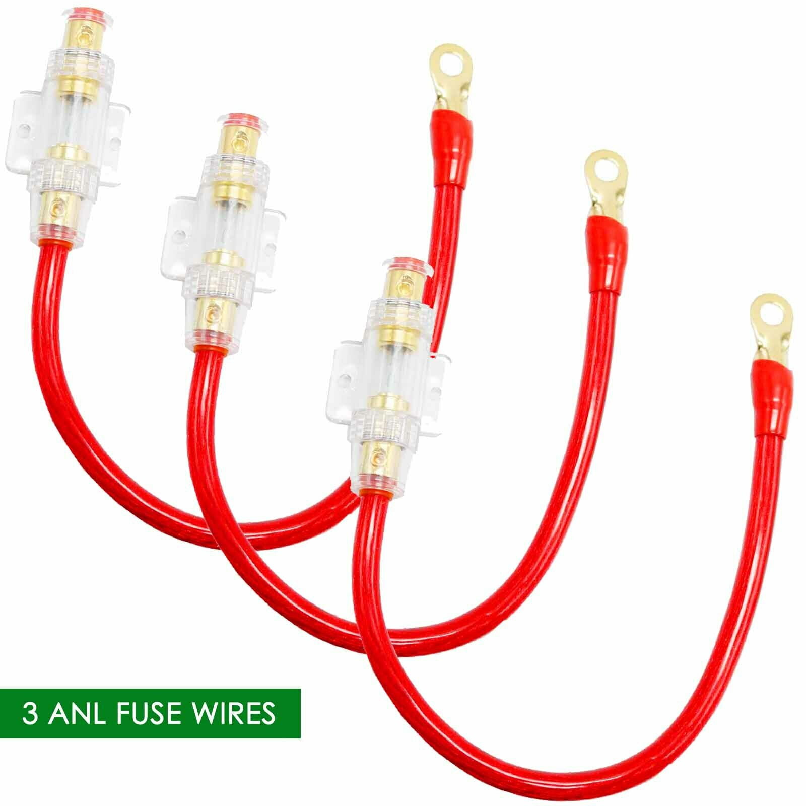 3X High Quality 4 ga AWG RED Power Cable OFC With AGU Inline Fuse ...