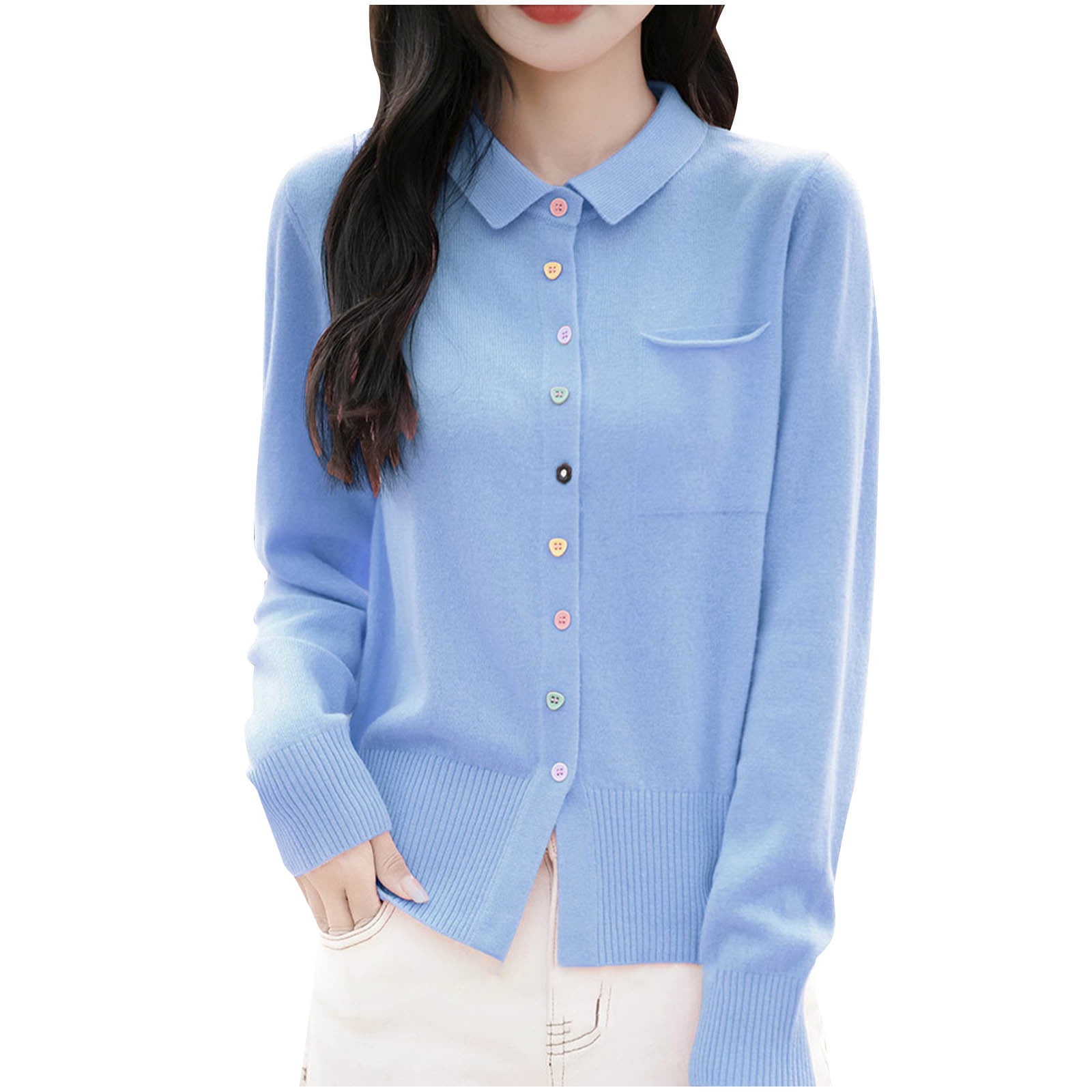 Click here for Prvdebri Womens Merino Wool Polo Cardigan Lapel Co... prices