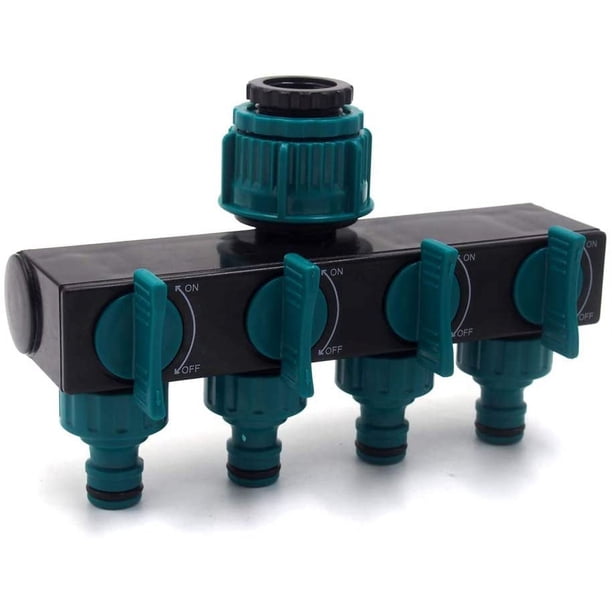 4 Way Hose Splitter, Water Distributor with Shut Off Valve, Water Flow ...