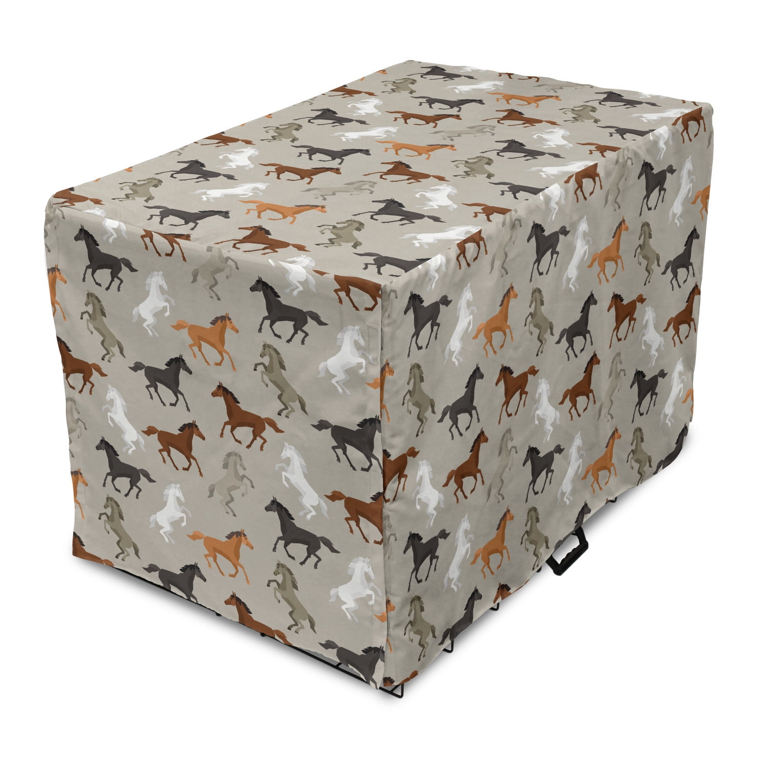 Horses Dog Crate Cover, Abstract Stallions Simple Design Animals ...