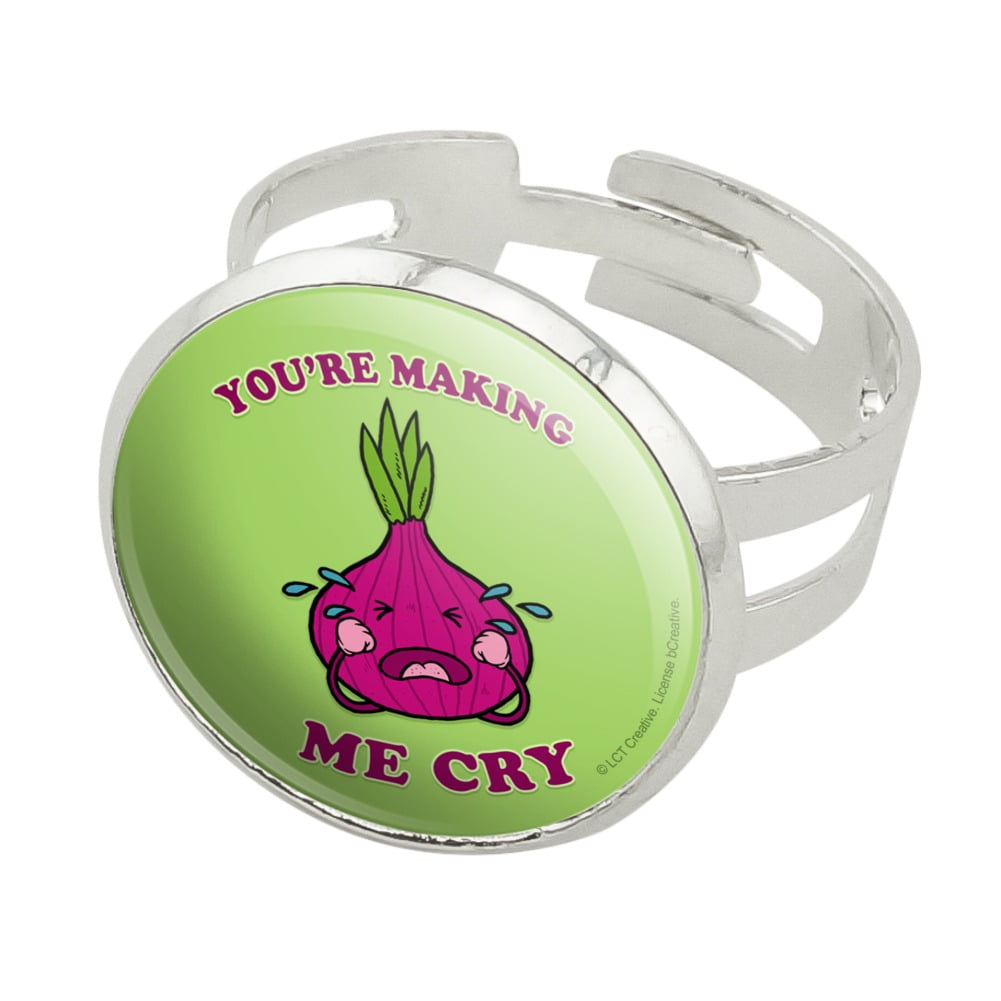 You're Making Me Cry Onion Funny Humor Silver Plated Adjustable Novelty ...