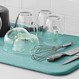 Mainstays Microfiber Dish Drying Mat Teal, 18x24 inches, reversible ...