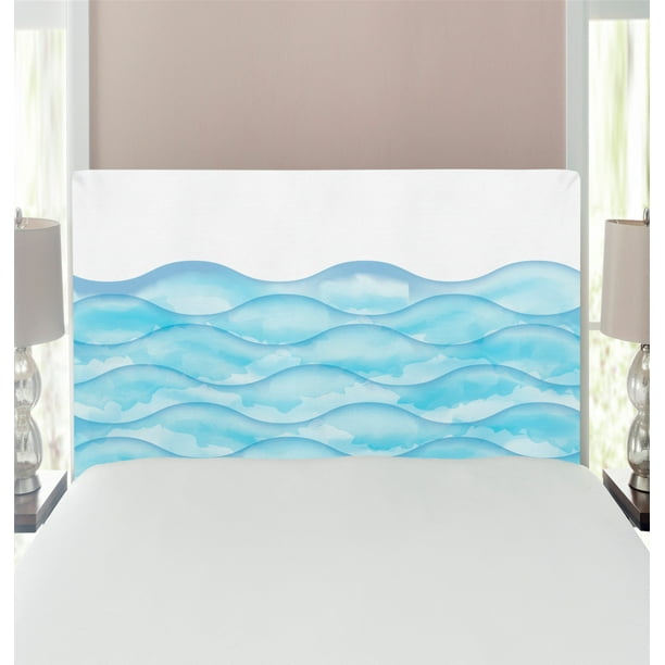 Ocean Headboard, Sea Waves Illustration Features Liquid Ocean Motion ...