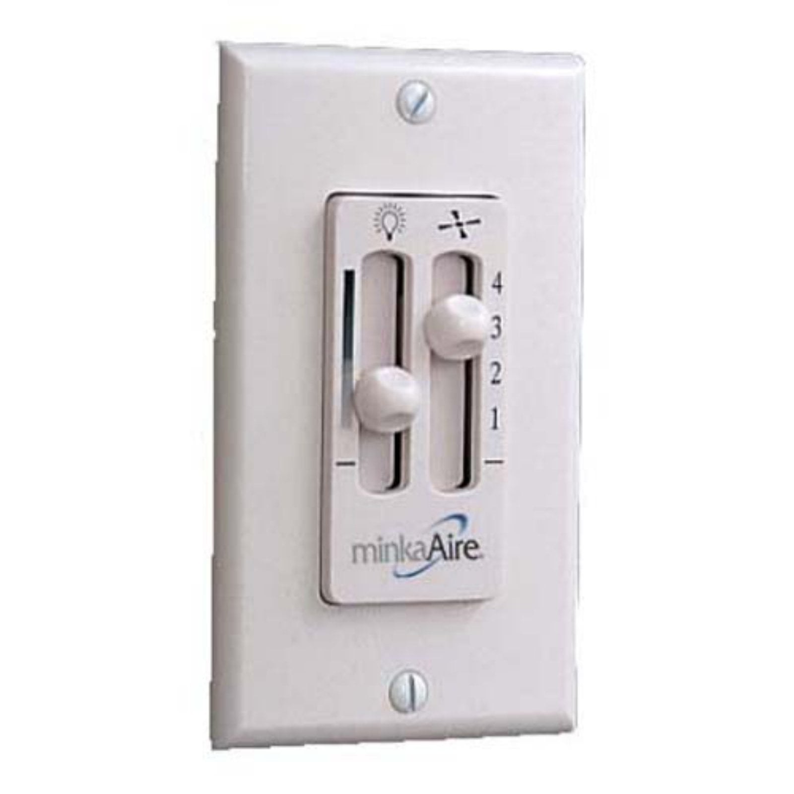minka-aire wc106-wh, 4 speed wall mount fan control with dimmer ...