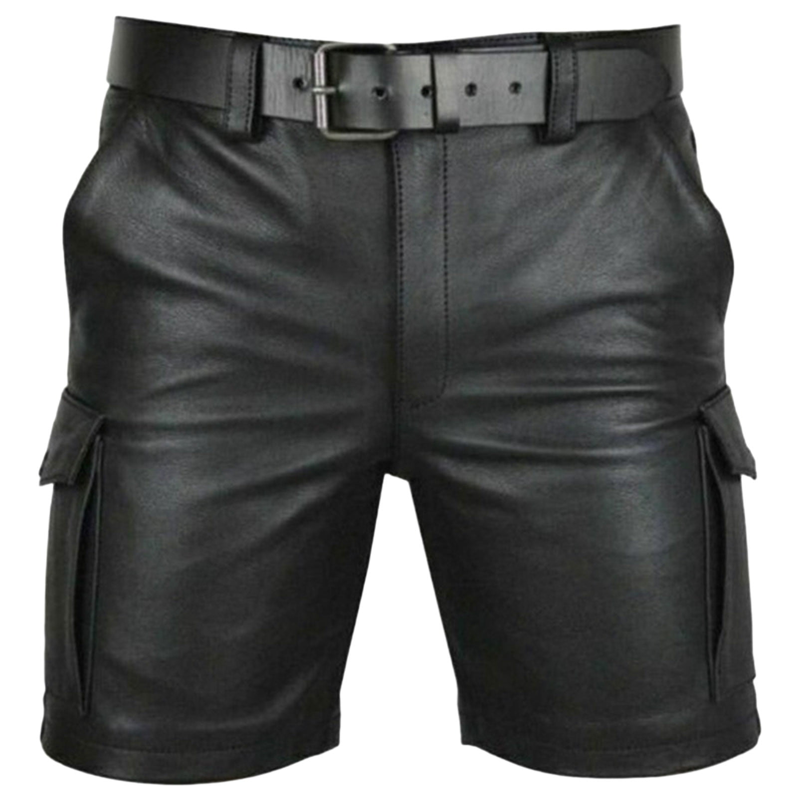 Click here for Betivan Mens Pu Leather Shorts Elastic Waist Rave... prices