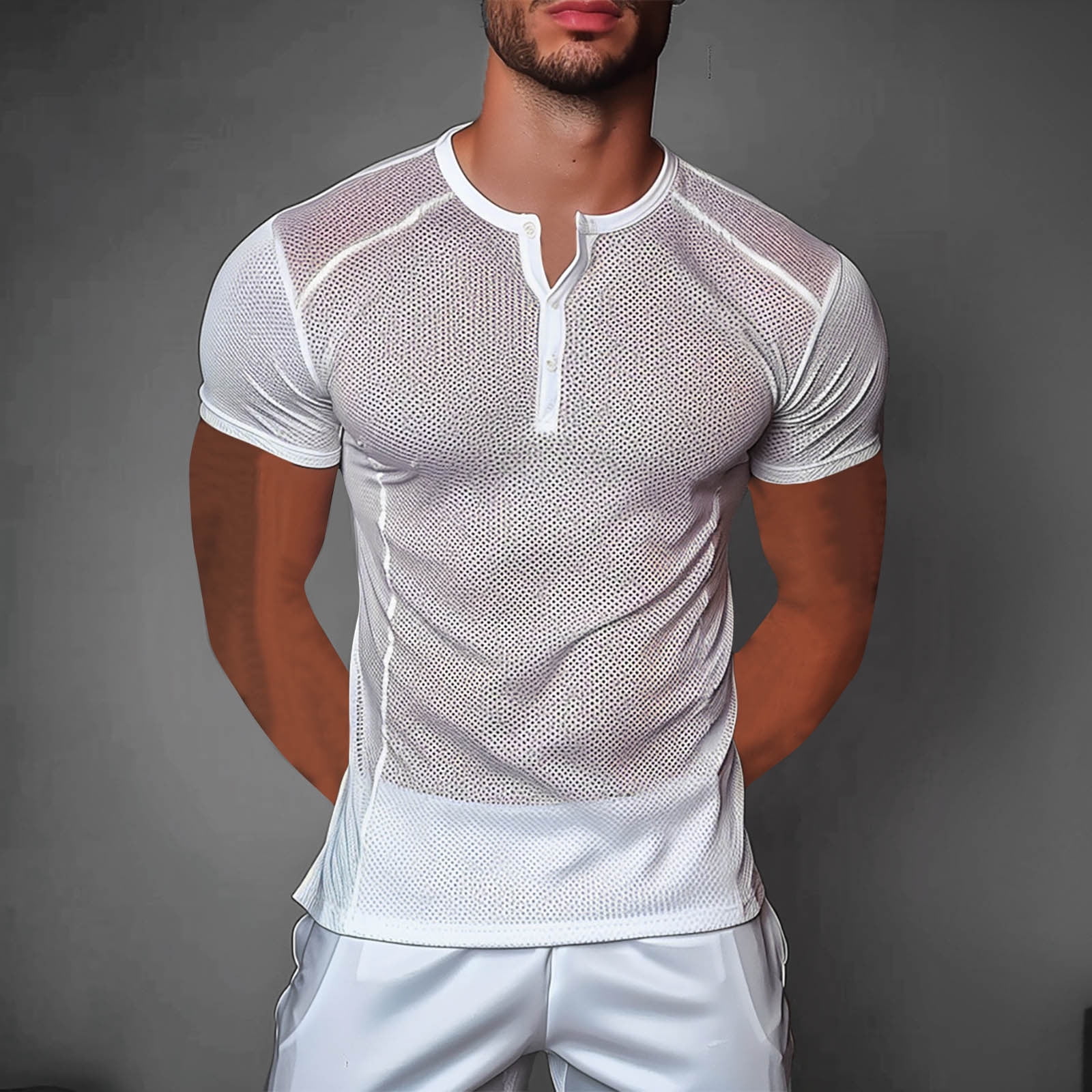 Click here for Gspmoly Mens Tshirt  Mens Sexy Hollow Out Fishing... prices