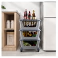 Drevy 4-Tier Storage Basket Cart with Rolling Wheels, Plastic Stacking ...
