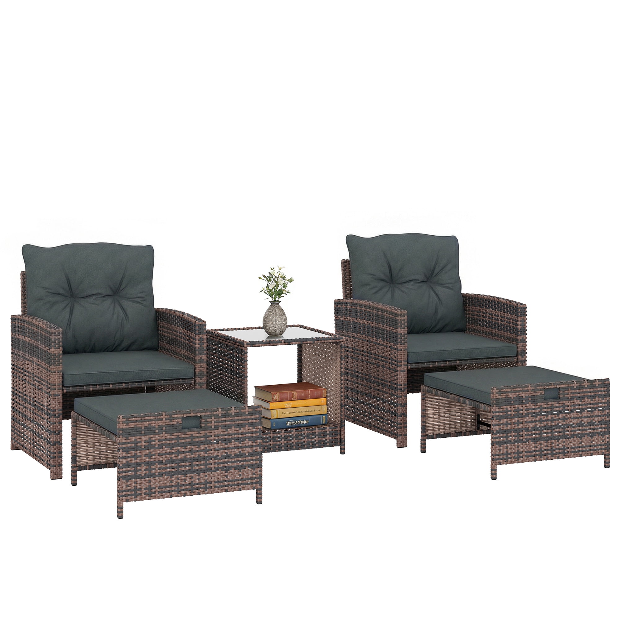 Click here for Outsunny 5 Piece Patio Furniture Set With Ottomans... prices