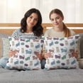 Cartoon Cats Pillow Covers Set of 4, Blue Green Purple Cat Simple ...
