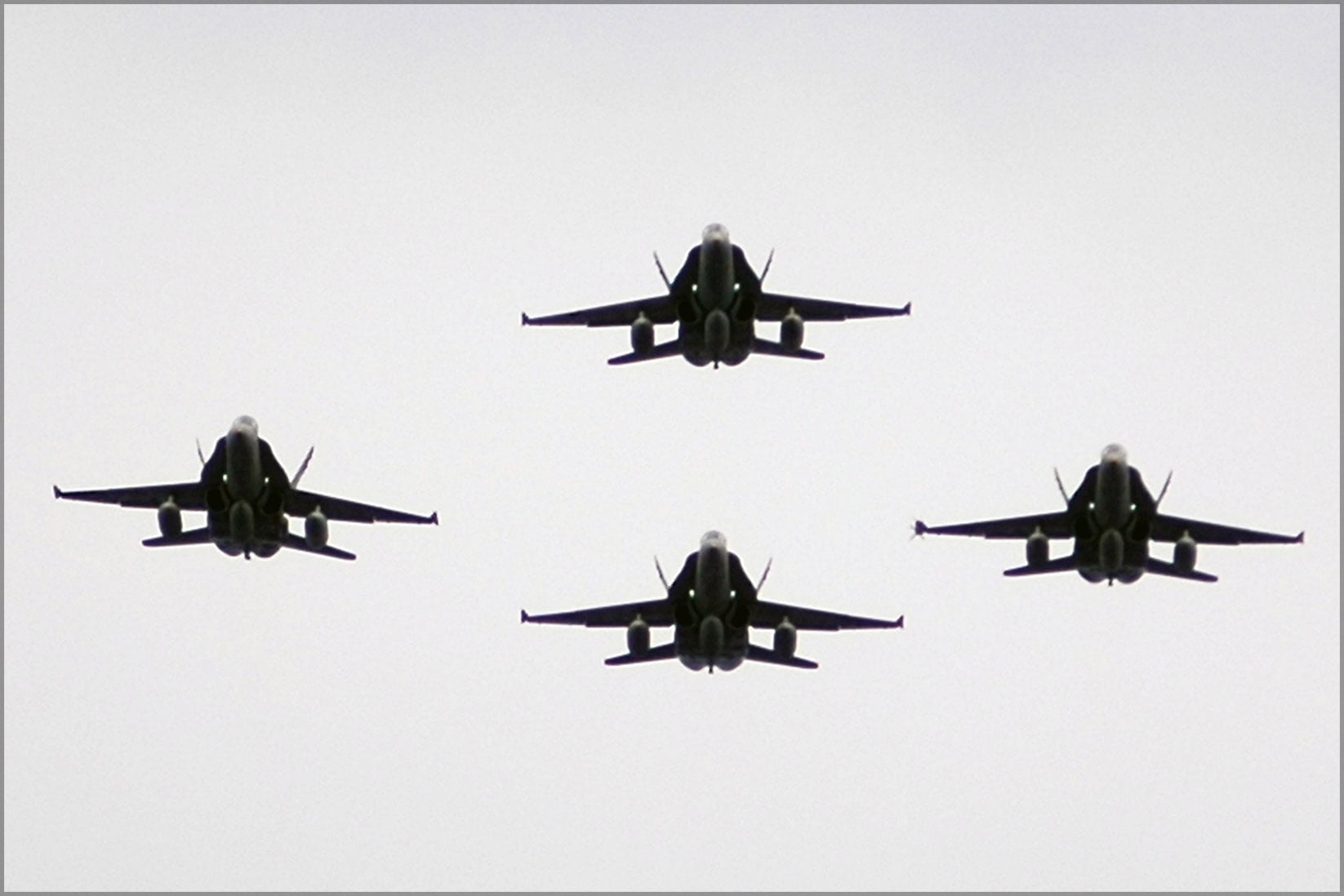 24"x36" Gallery Poster, A formation of F-A-18's f-18 fly over USS Kitty ...