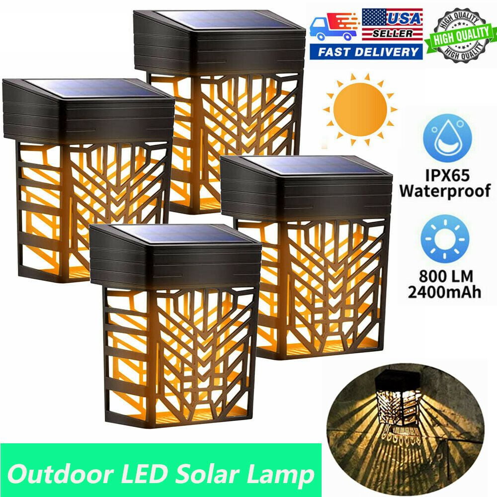 2 Pack Solar Fence Lights Smart Sensor LED Waterproof Garden Pathway ...