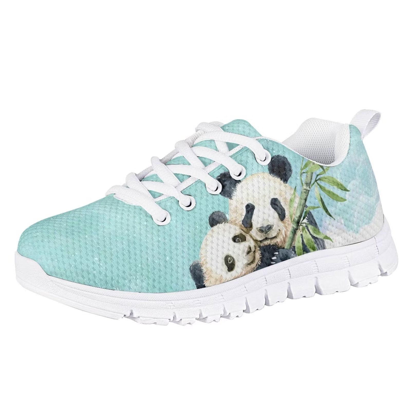 Pzuqiu Cute Panda Girls Tennis Shoes Teal Size 11 Outdoor Kids Running ...