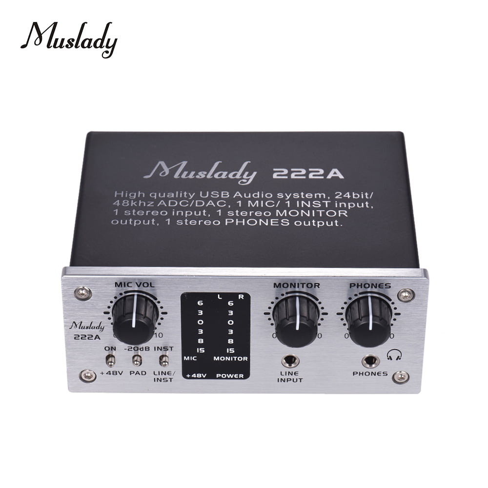 Muslady 222A 2-Channel USB Audio System Interface External Sound Card ...
