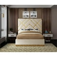 Meridian Furniture Vector Solid Wood and Velvet King Bed in Cream ...