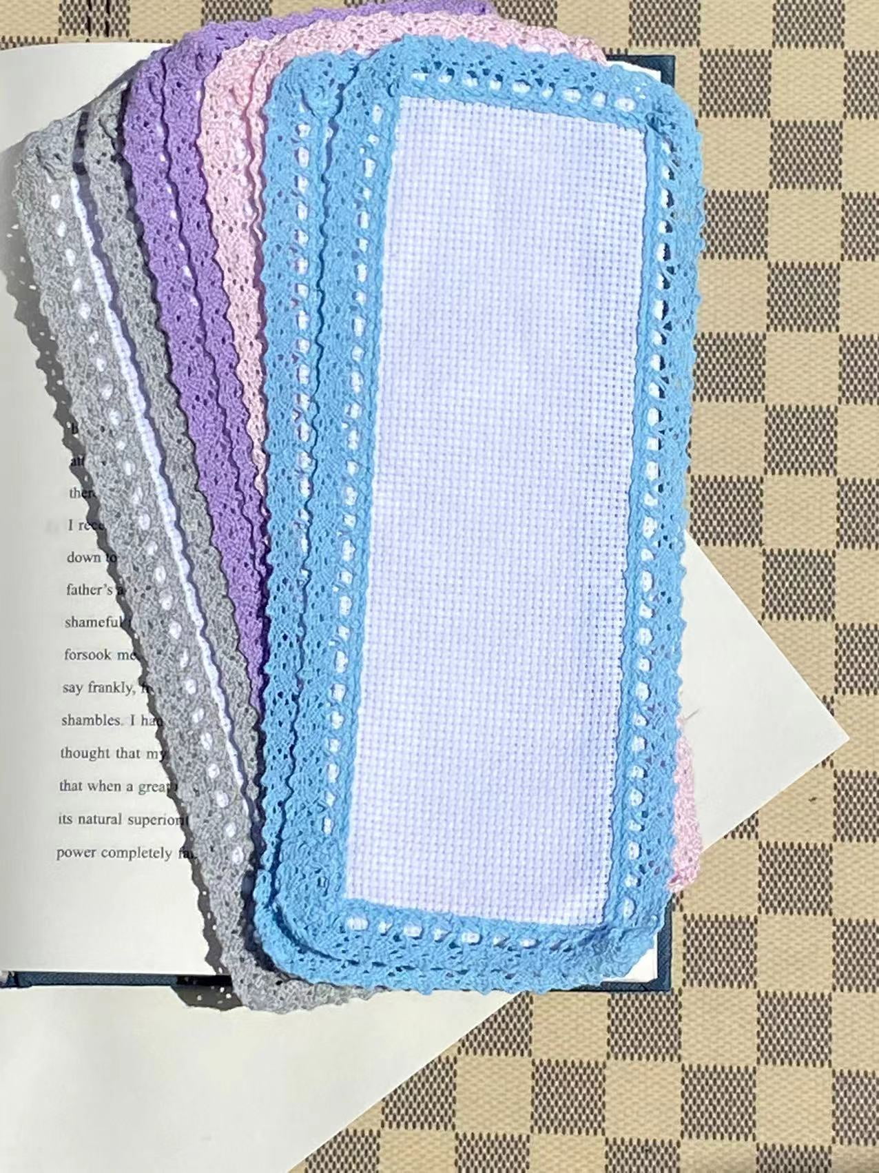 8pcs Colored lace Edged 14ct aida Fabric DIY Blank Cross Stitch ...