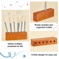 6-Hole Wood Desktop Pen Holder Rustic Wooden Pen Organizer Holder ...