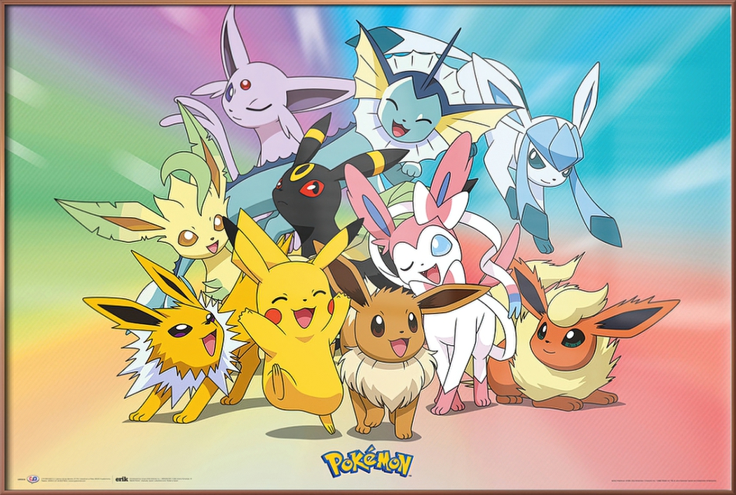 Pokemon - Framed TV Show / Gaming Poster (Eeve Evolution - The Gang ...