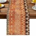 Boho Linear Dining Table Runner, Terracotta Brown Native Rustic Stripes ...