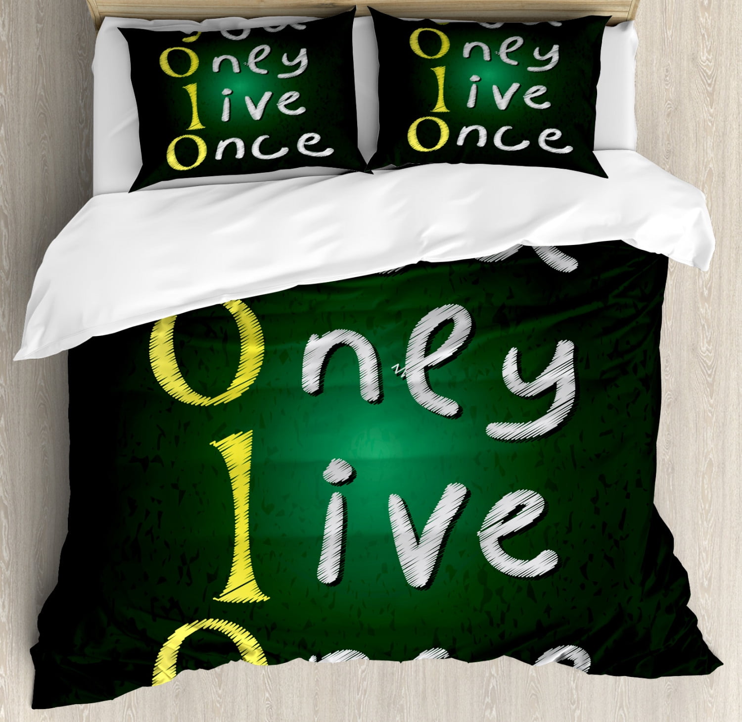 YOLO King Size Duvet Cover Set, School Board Theme Background with ...