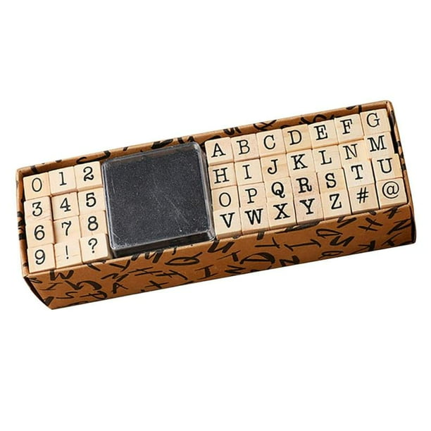 40x Vintage Style Wooden Alphabet Number Rubber Stamps Teaching ...