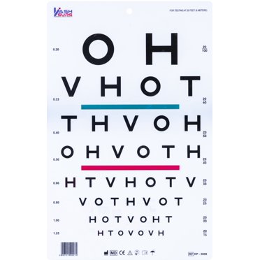KASHSURG Snellen Letter Eye Chart, 6m 20ft, Red Green Blue Bar, 22x11 ...