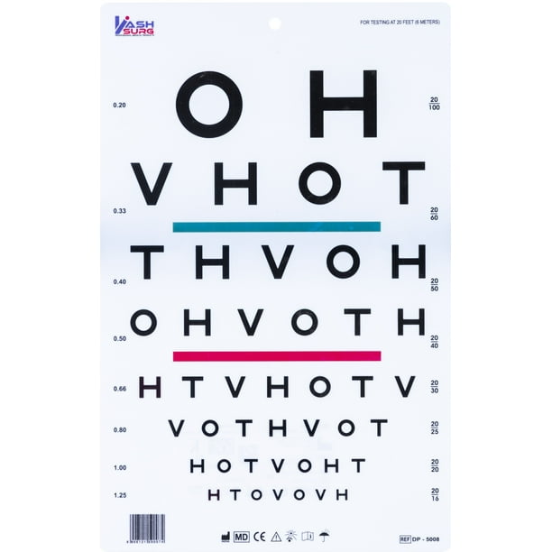 HOTV Chart with Red Green Bar Visual Acuity Test 6m / 20ft - Walmart.com