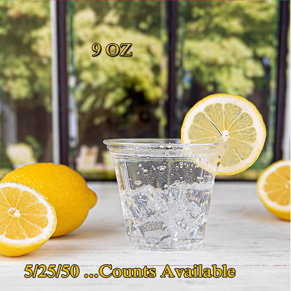 9 oz Clear Plastic Cups, 25/50/100... Pack Classic Clear Disposable ...