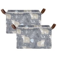Polar Bear Leaves Pattern Collapsible Storage Bin Open Home Shelf ...