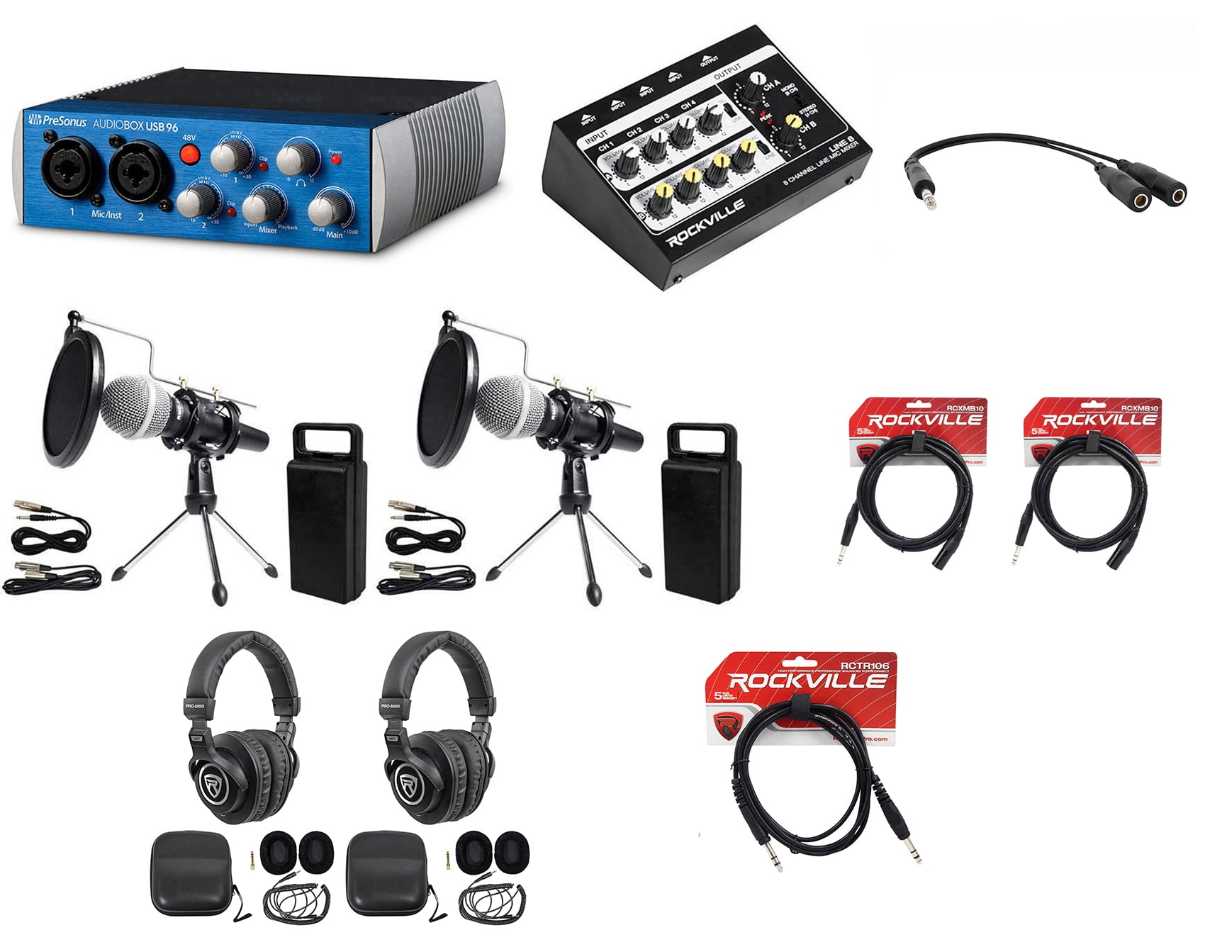 Presonus 2-Person Podcast Podcasting Recording Kit w/Mics+Stands ...