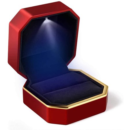 NUNADERNU Luxury Ring Box, Square Velvet Wedding Ring Case With Led ...