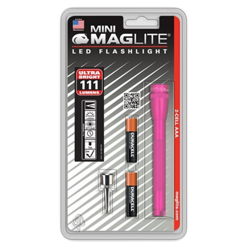 Maglite Mini Maglite AAA LED 111 Lumens, Compact, Hot Pink Color, 2 AAA ...