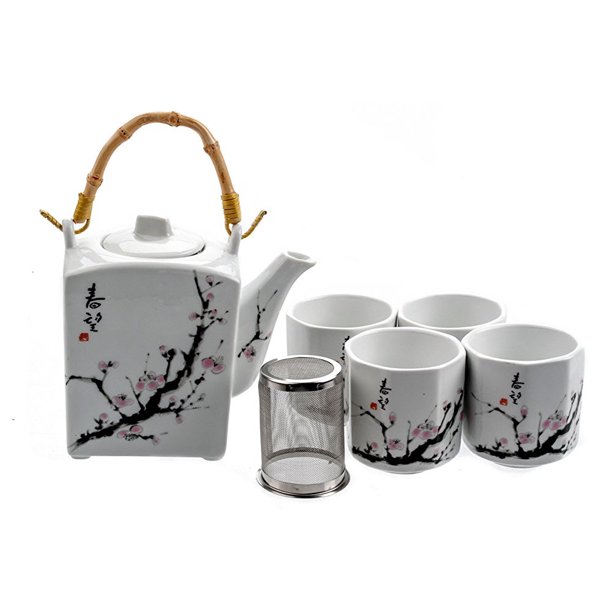 M.V. Trading MVTS-001 Porcelain Tea Set with Sakura Flower Design ...