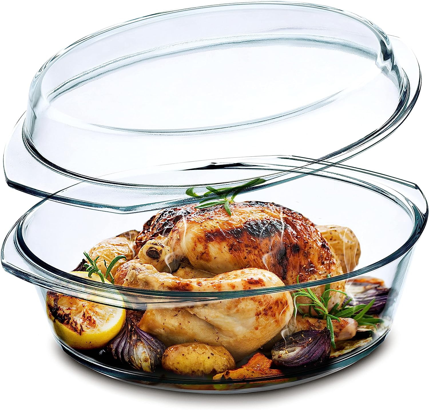 Simax Casserole Dish with Lid Microwave & Oven Safe Clear Glass ...