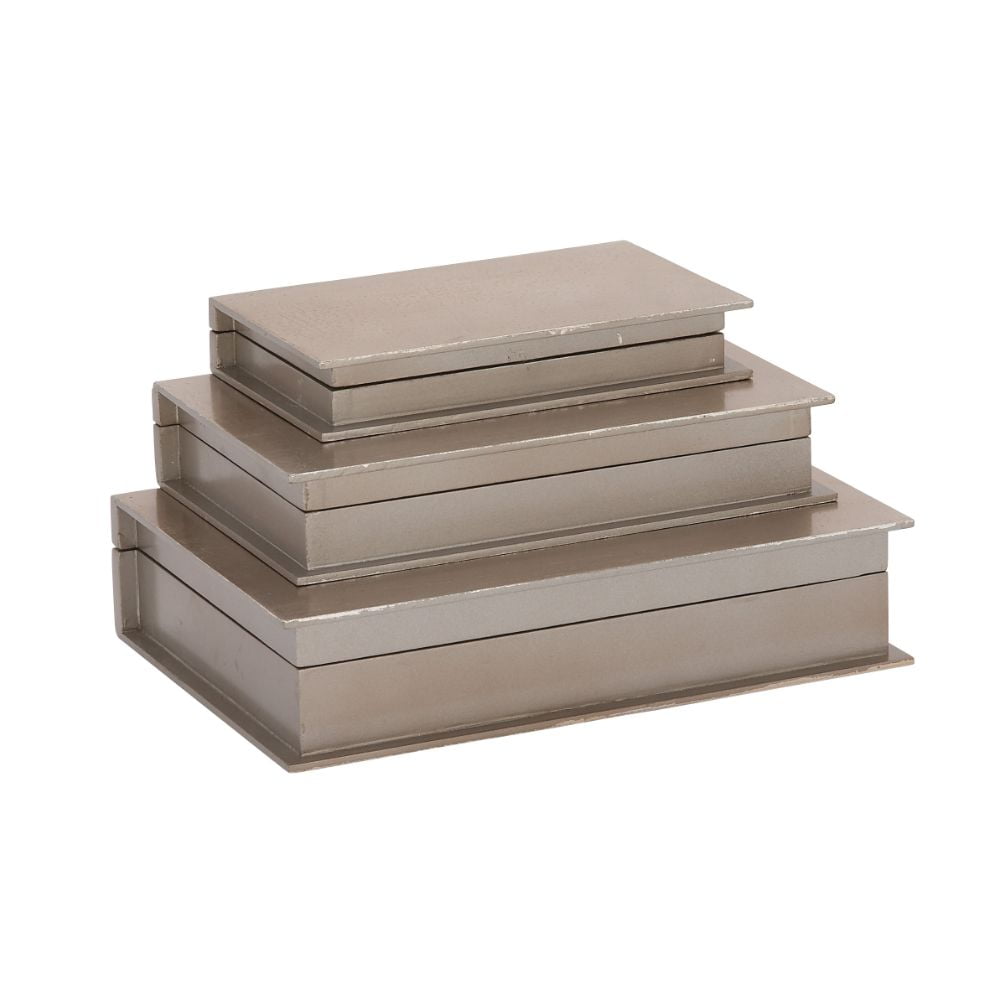 Attractive Wood Silver Book Box Set Of 3 - Walmart.com