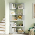 Tribesigns 6-Tier Corner Bookshelf, 65 in. Wood Bookcase with Anti-drop ...