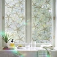 Beige Starfish Window Privacy Film, Summer Coastal Beach Nautical Ocean ...