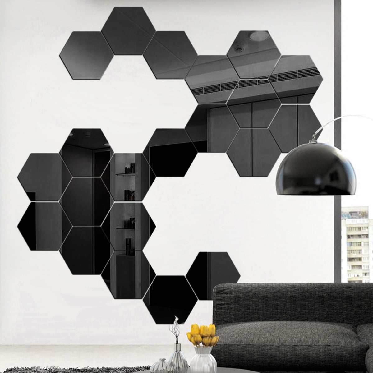 Fyeme 12pcs Hexagonal Wall Stickers Self-adhesive Wall Decorations ...