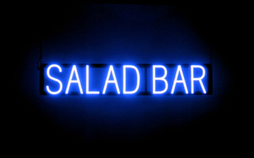 SpellBrite SALAD BAR LED Sign for Business. 34.3" x 6.3" Blue SALAD BAR ...
