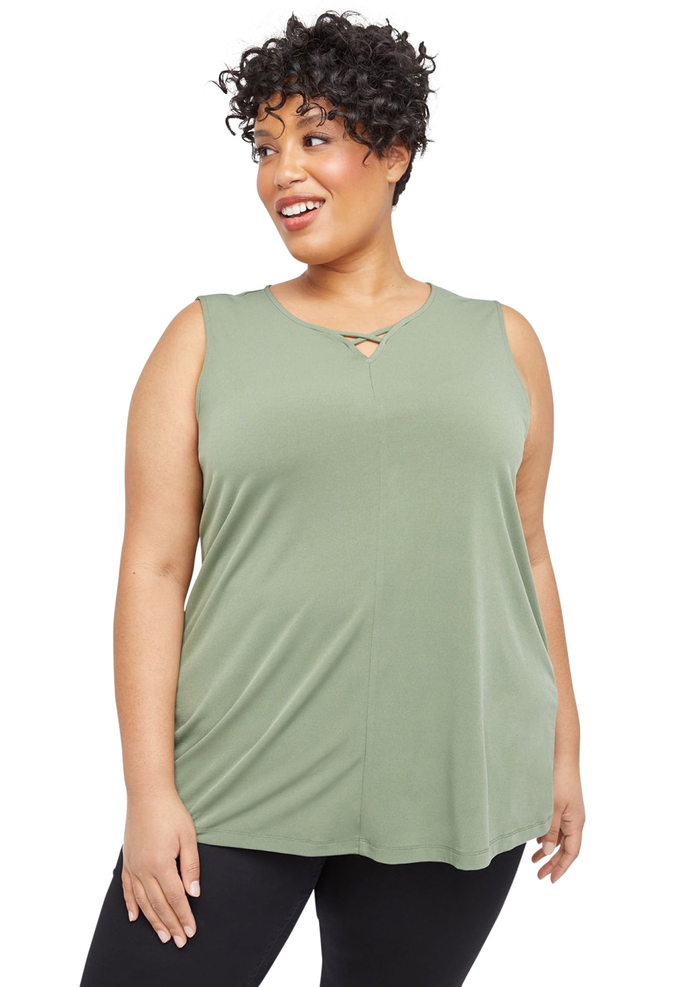 Catherines Women's Plus Size Petite Crisscross Timeless Tunic Tank ...