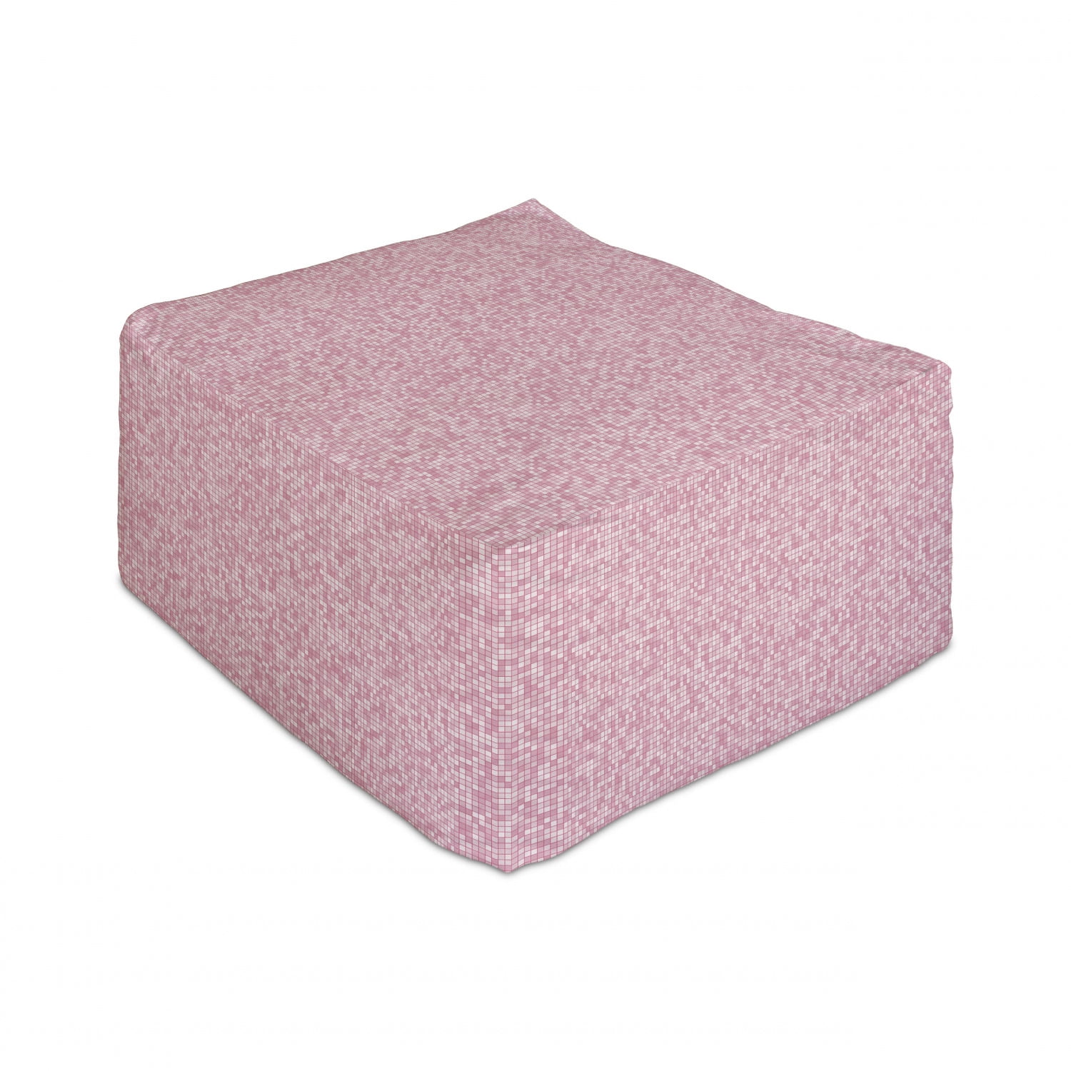 Pink and White Rectangle Pouf, Gingham Style Mosaic Tile in Pink Color ...