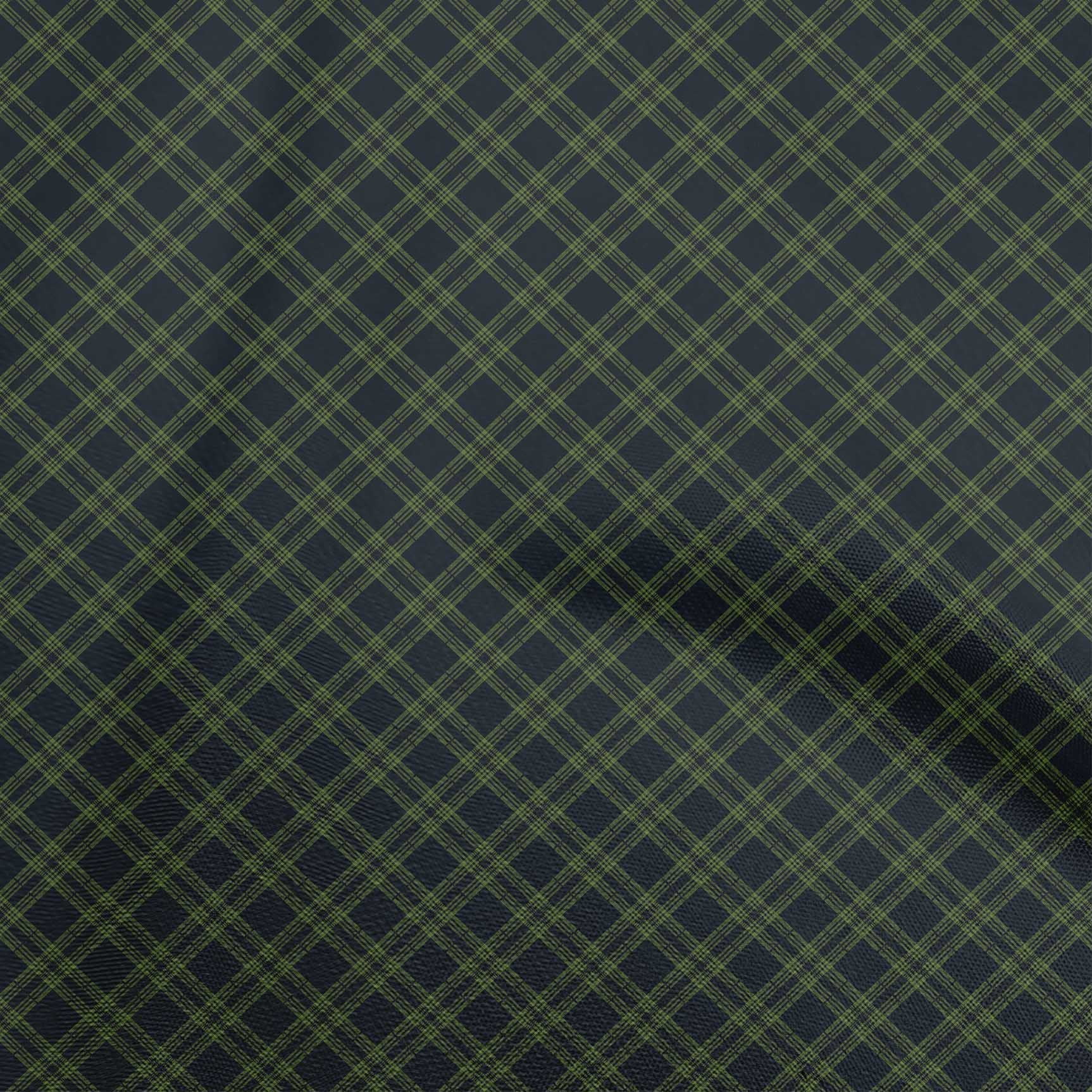 oneOone Viscose Chiffon Green Fabric Check Quilting Supplies Print ...